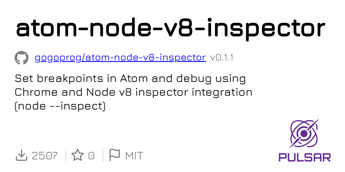 Atom Node V8 Inspector 2080
