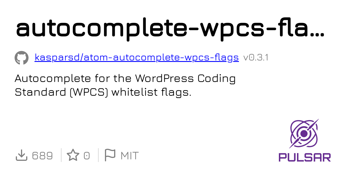Autocomplete Wpcs Flags